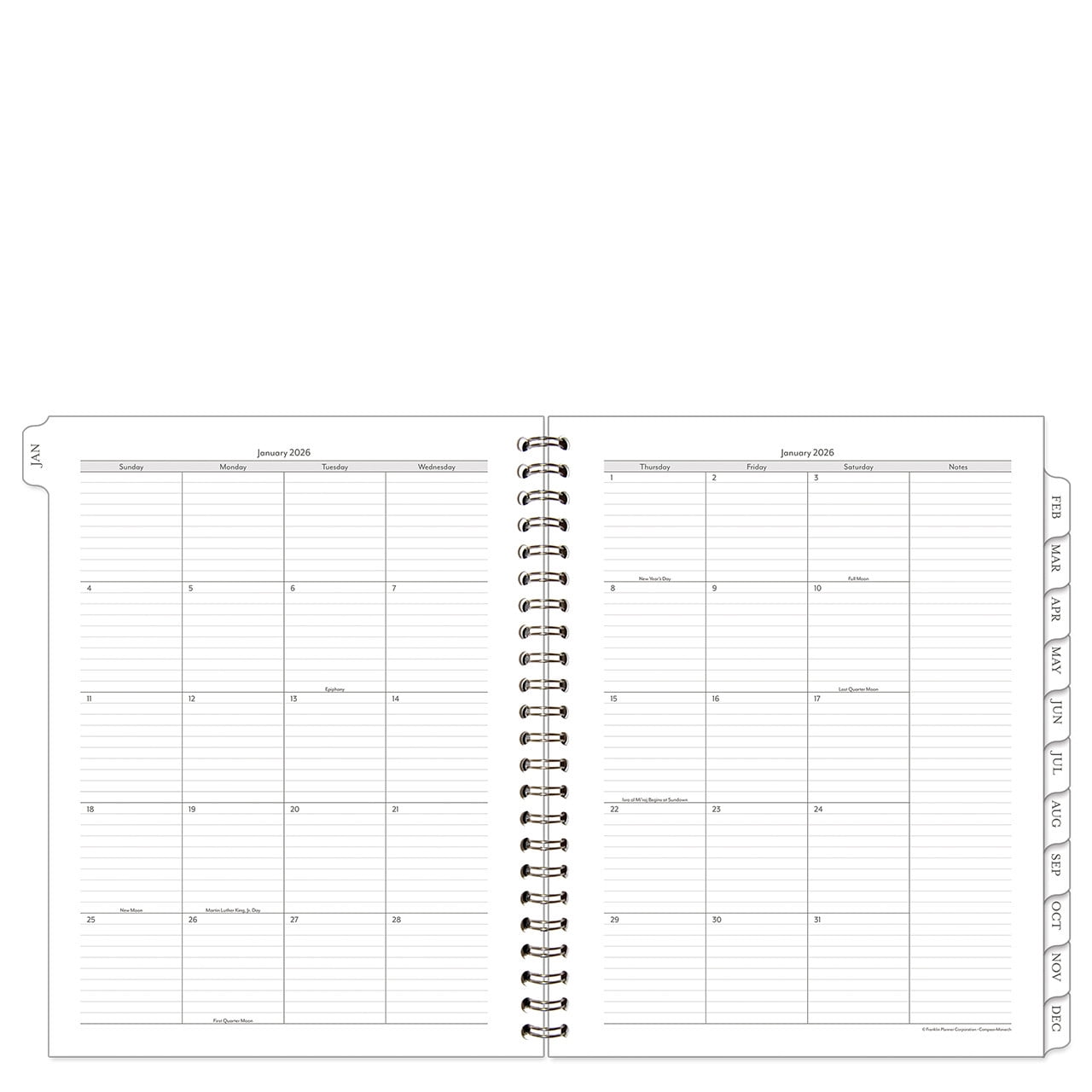 FranklinCovey Compass Monthly Wire-bound Planner (Jan 2026 - Dec 2026 ...