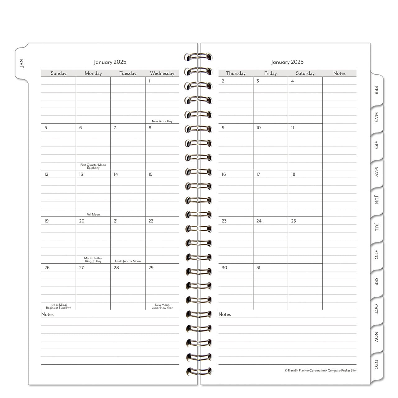 FranklinCovey Compass Monthly Wire-bound Planner (Pocket Slim Size, Jan ...