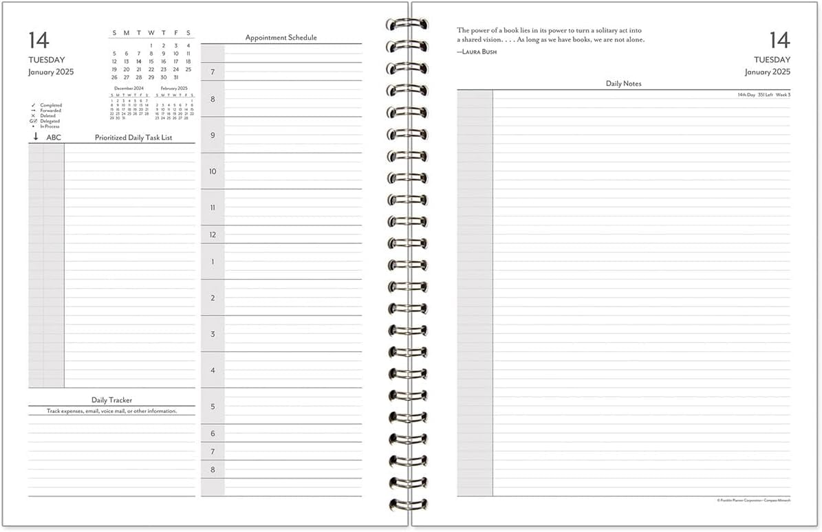 FranklinCovey - Compass Two Page Per Day Wire-Bound Planner (Monarch ...