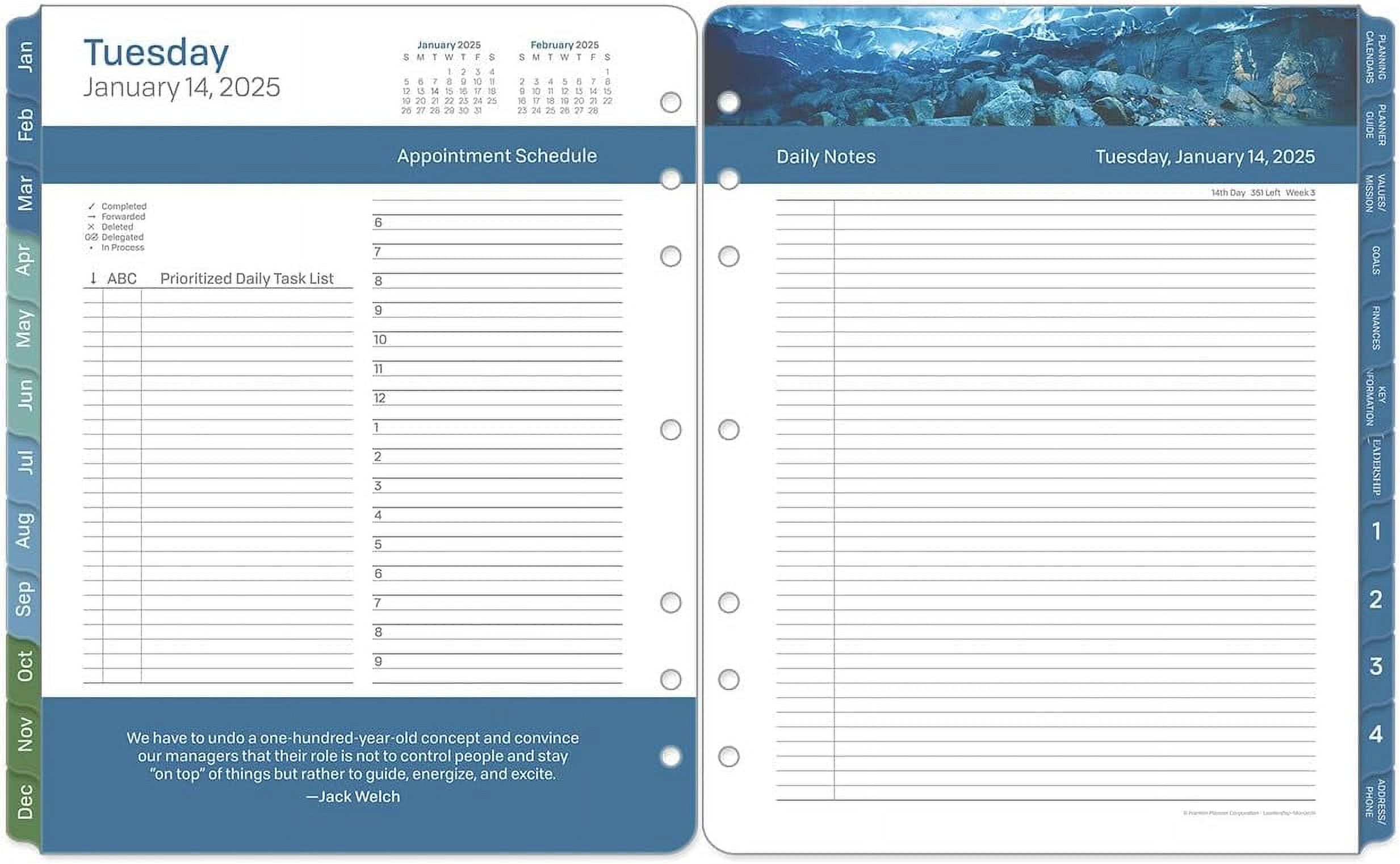 FranklinCovey - Leadership Two Page Per Day Ring-Bound Planner (Monarch ...