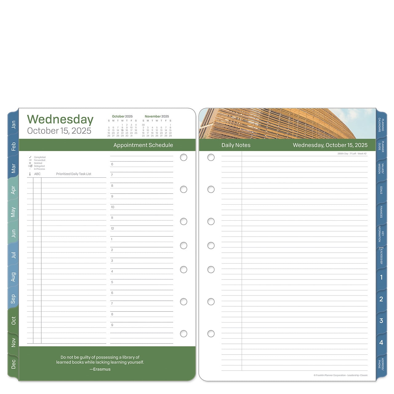 FranklinCovey Leadership Two Page Per Day Ring-bound Planner (Classic ...