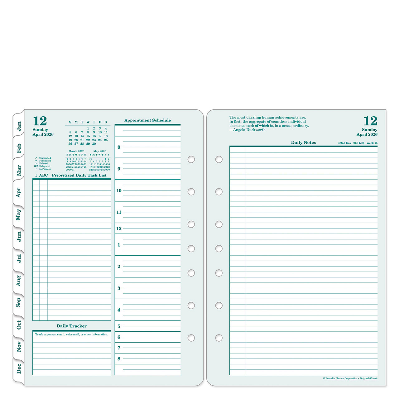 FranklinCovey Original Two Page Per Day Ring-bound Planner (Classic ...