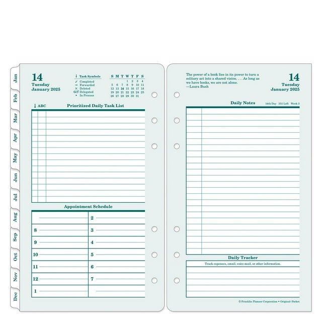 FranklinCovey Original Two Page Per Day Ring-bound Planner (Pocket Size ...