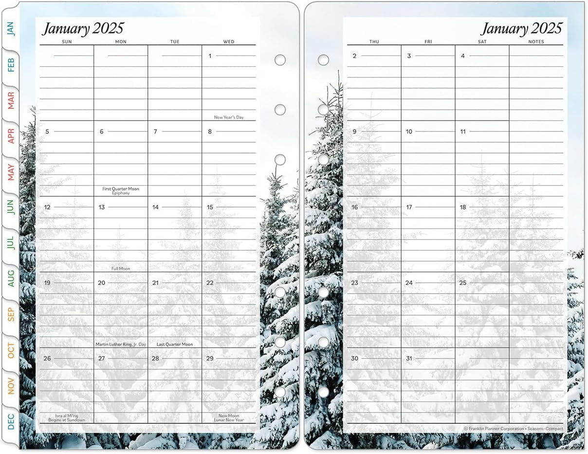 FranklinCovey - Seasons Two-Page Monthly Calendar Tabs (Compact, Jan ...