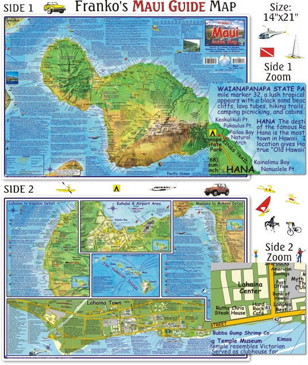 Franko Maps - Maui Guide Map - Walmart.com