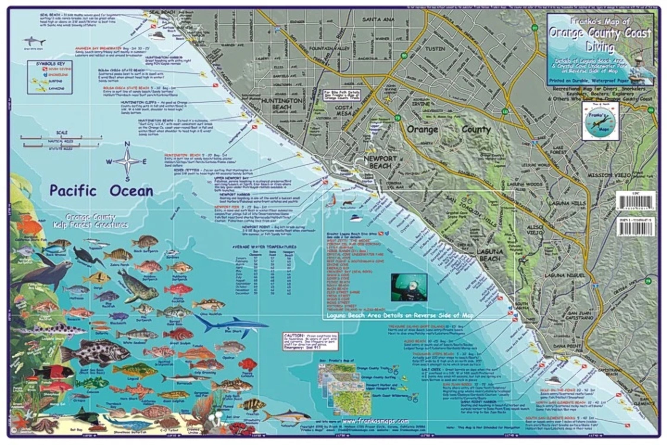 Franko Maps Orange County Coast Dive Guide - Walmart.com