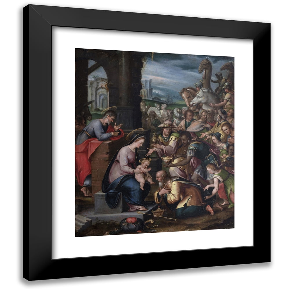 Frans Francken The Elder 12x14 Black Modern Framed Museum Art Print Titled - The Adoration of ...