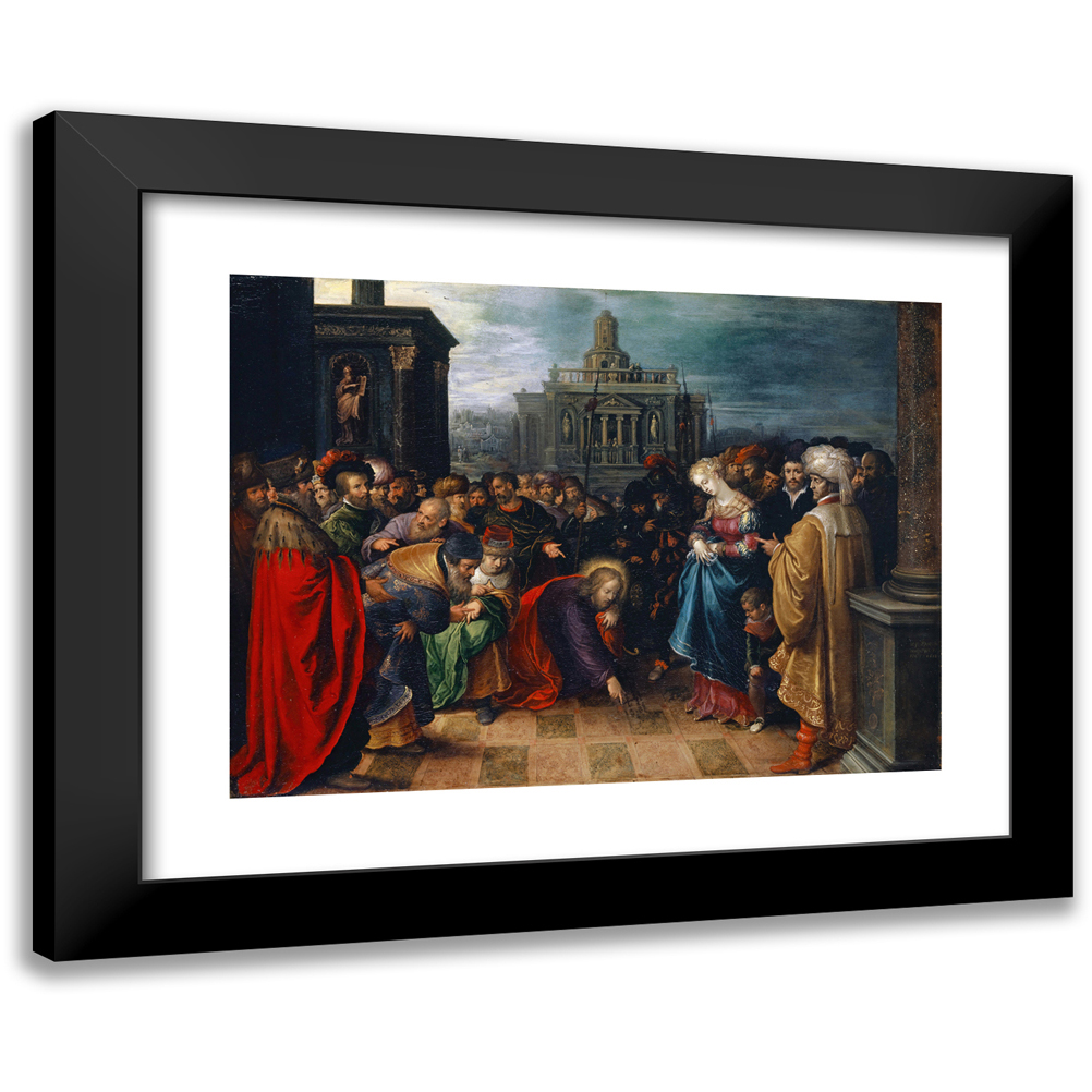 Frans Francken the Younger 24x19 Black Modern Framed Museum Art Print Titled - Christ and the ...