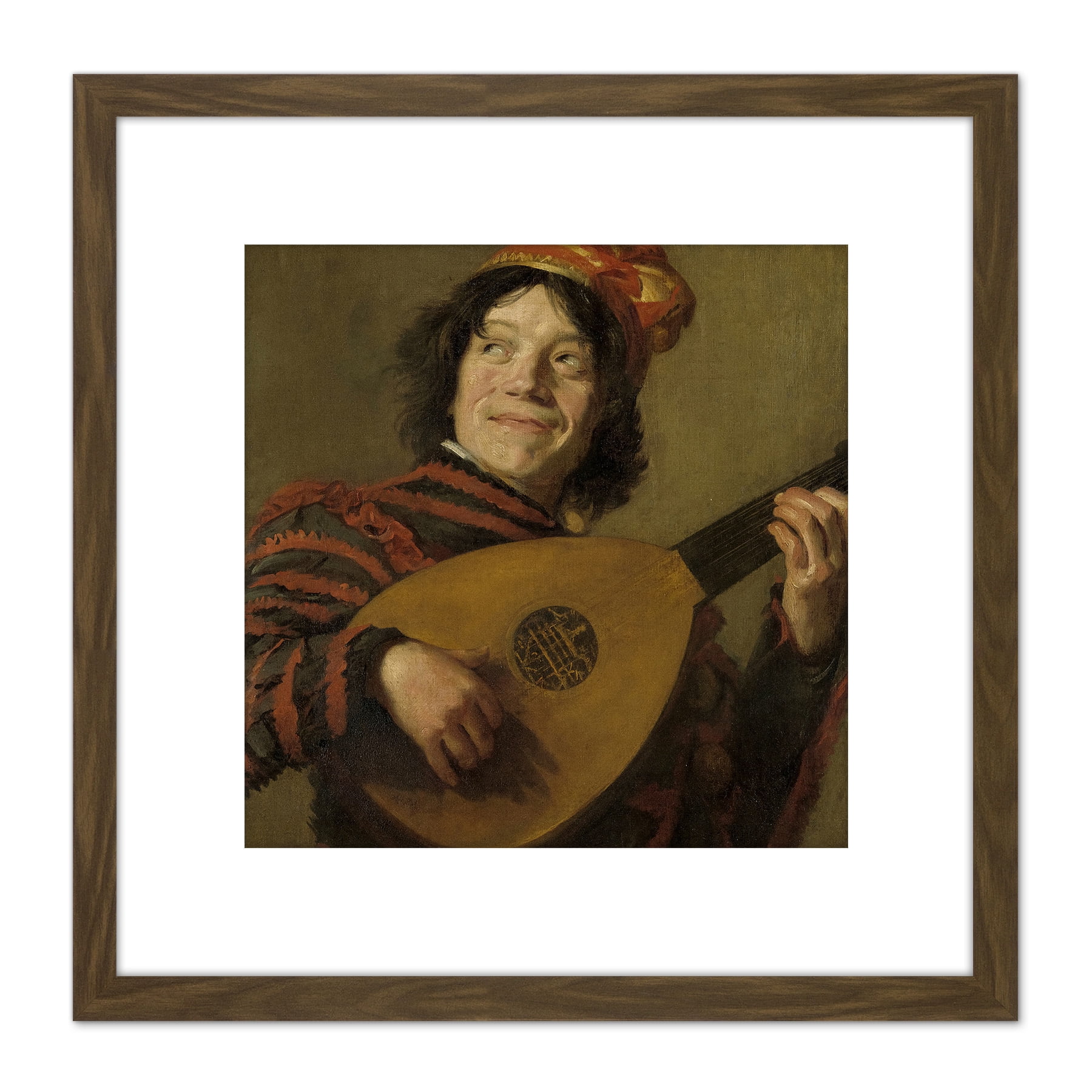 Frans Hals The Lute Player Painting 8X8 Inch Square Wooden Framed Wall ...