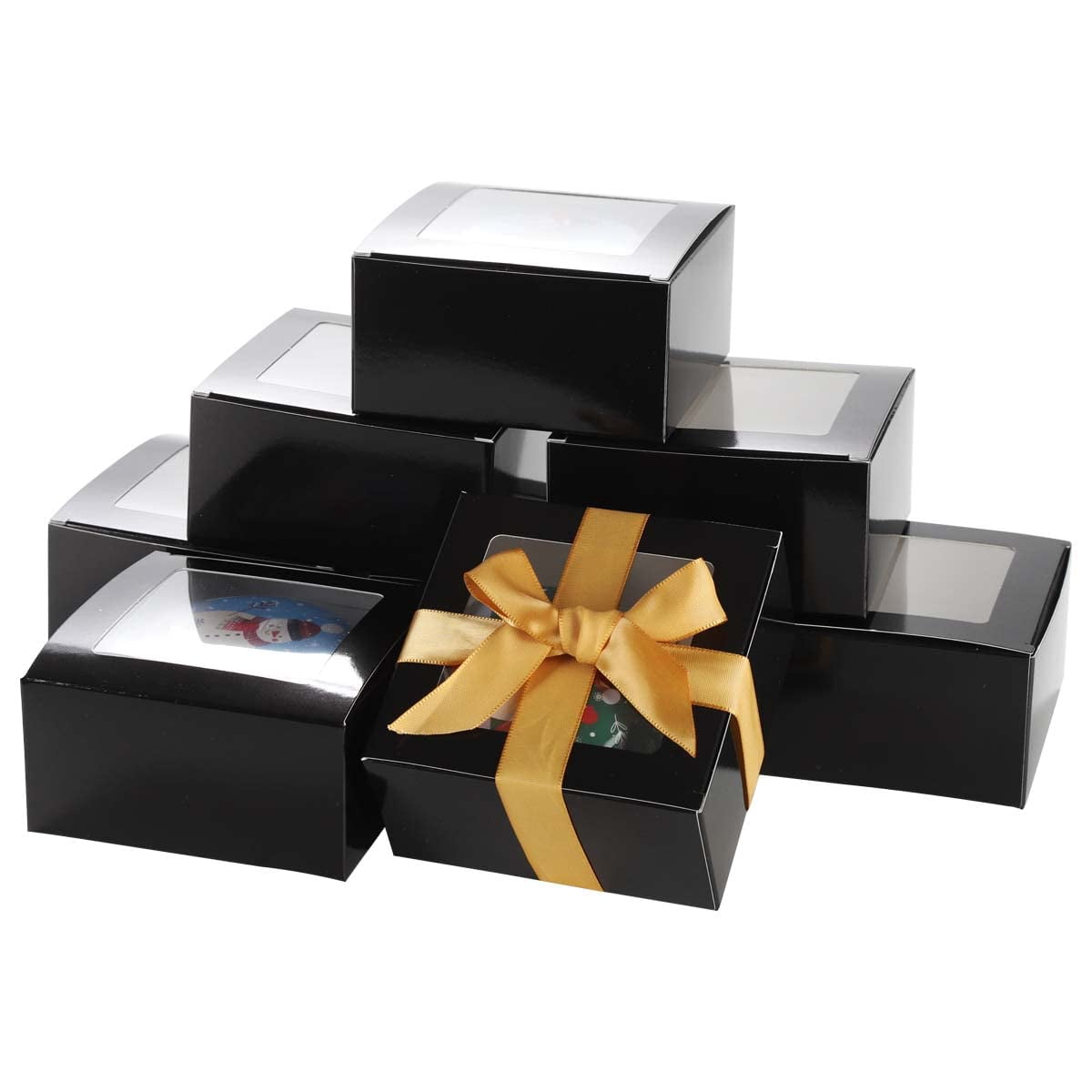 Frantis Black Gift Boxes 24 Pack 4x4x2 Inches With Window Soap for ...