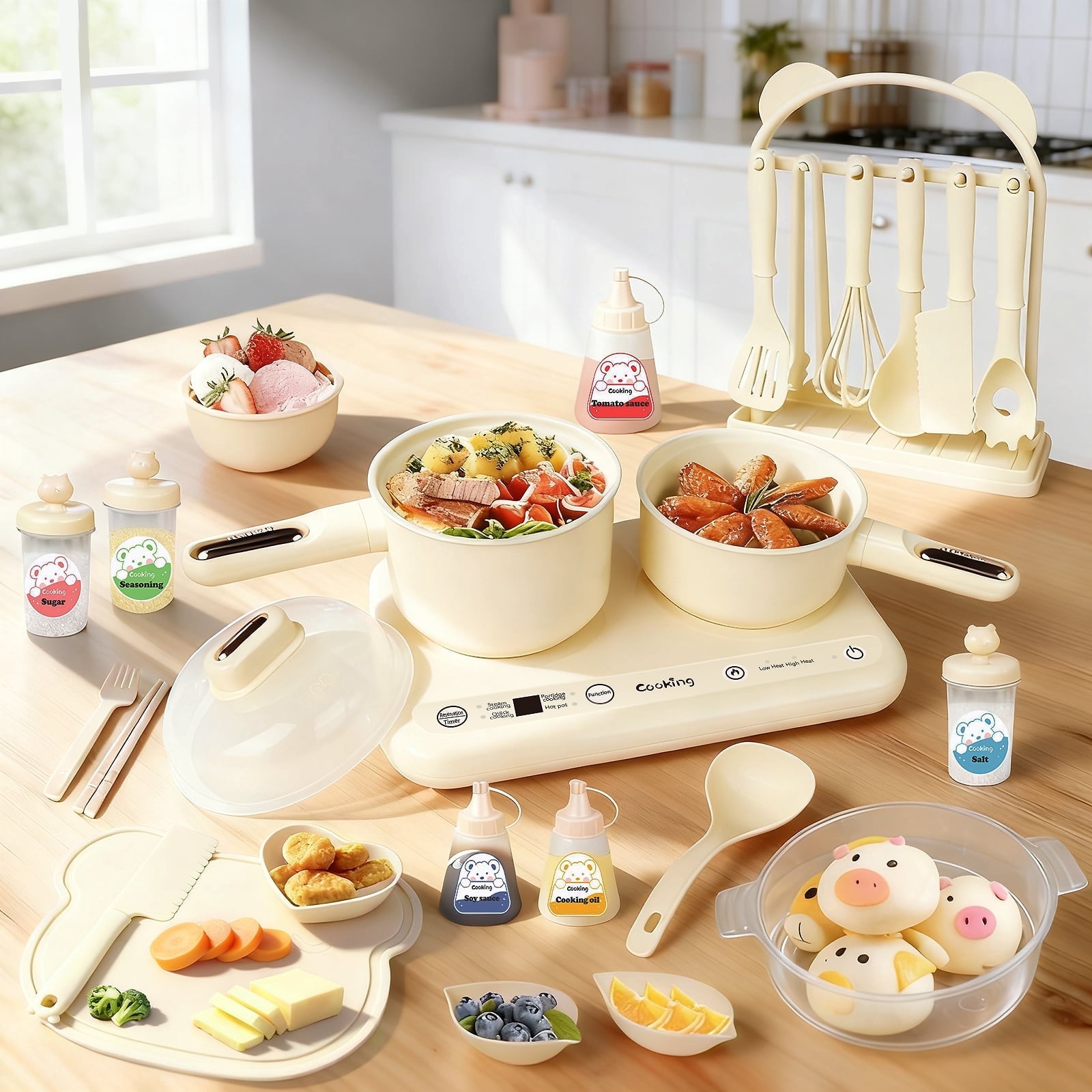 Frantlna Kids Cooking Sets Real Kitchen Beige Junior Montessori ...