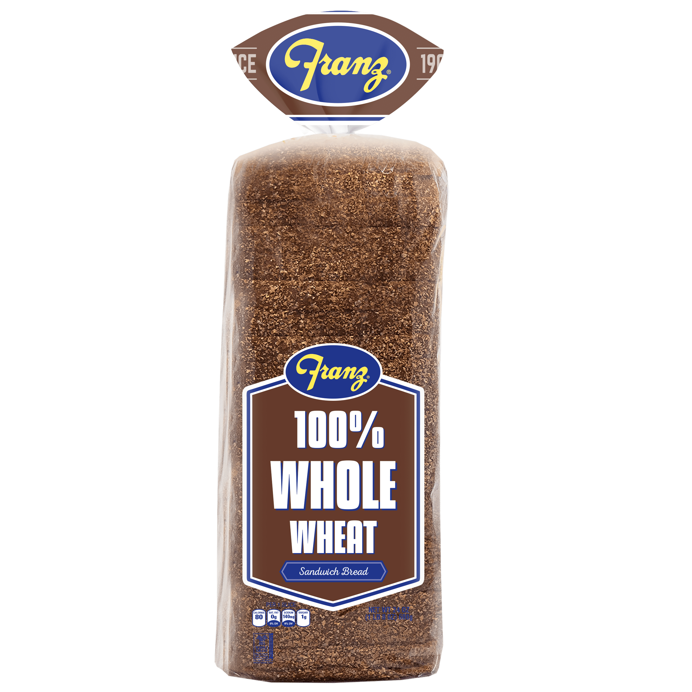 Franz 100% Whole Wheat Bread Loaf, 24 oz - Walmart.com