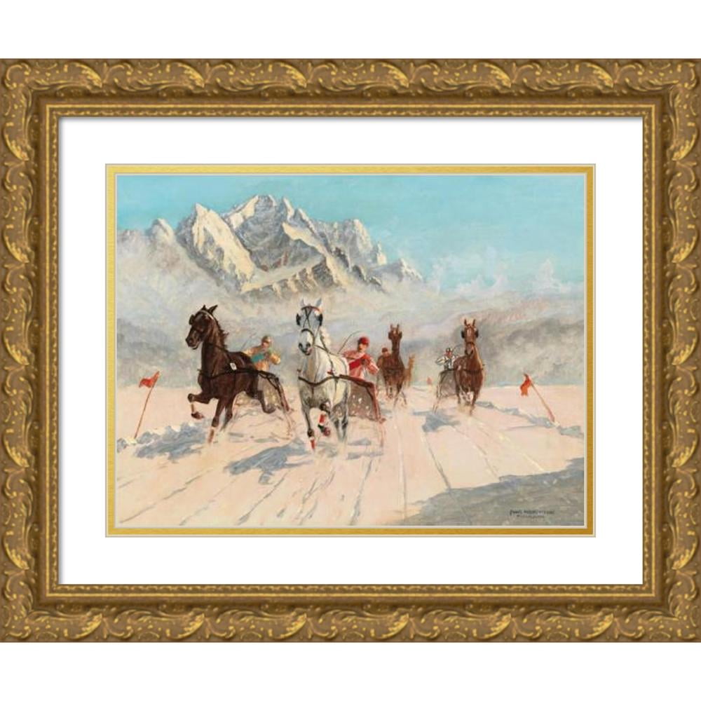 Franz Hienl-Merre 14x11 Gold Ornate Wood Frame and Double Matted Museum ...