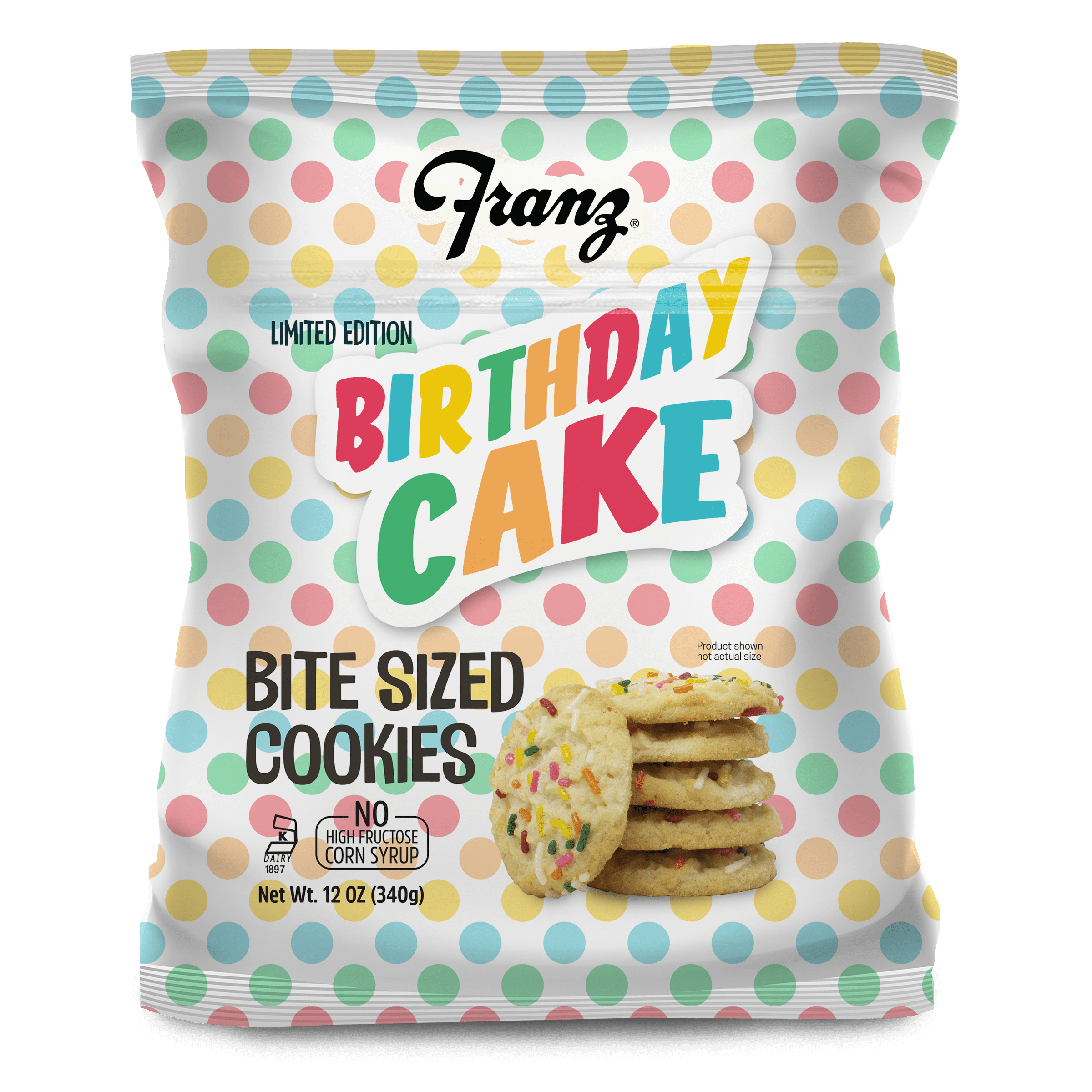 Franz Limited Edition Cookie Bag, Birthday Cake Bite Sized Cookies, 12 ...