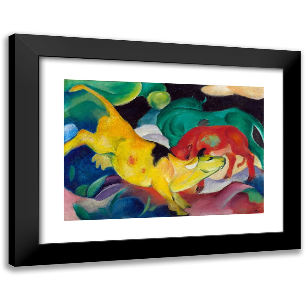 Franz Marc 18x14 Black Modern Framed Museum Art Print Titled - Cows ...