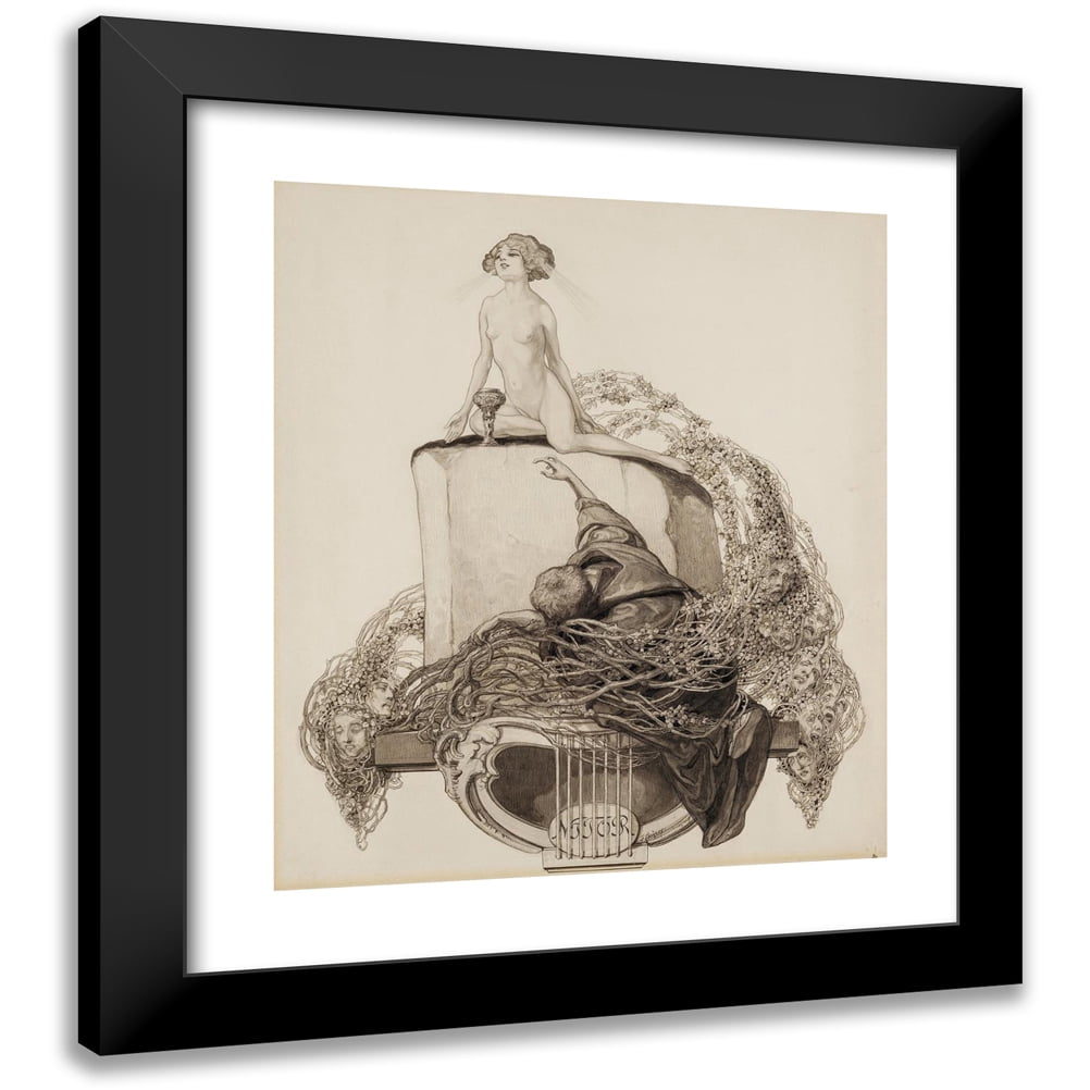 Franz Von Bayros 12x14 Black Modern Framed Museum Art Print Titled - Ex Libris Walther and ...