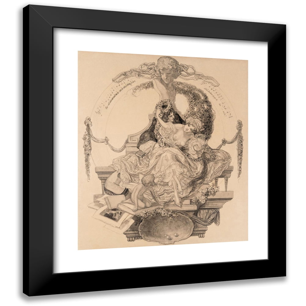 Franz Von Bayros 15x17 Black Modern Framed Museum Art Print Titled - Ex ...