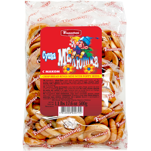 Franzeluta Crisp Bread Rings Bubliki With Poppy Seeds Malyutka 500G ...