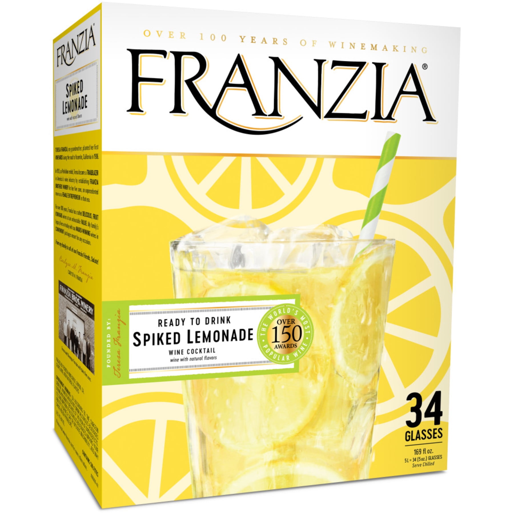 Franzia Spiked Lemonade Wine Based Cocktail, 5 L Bag in Box, 9% ABV ...