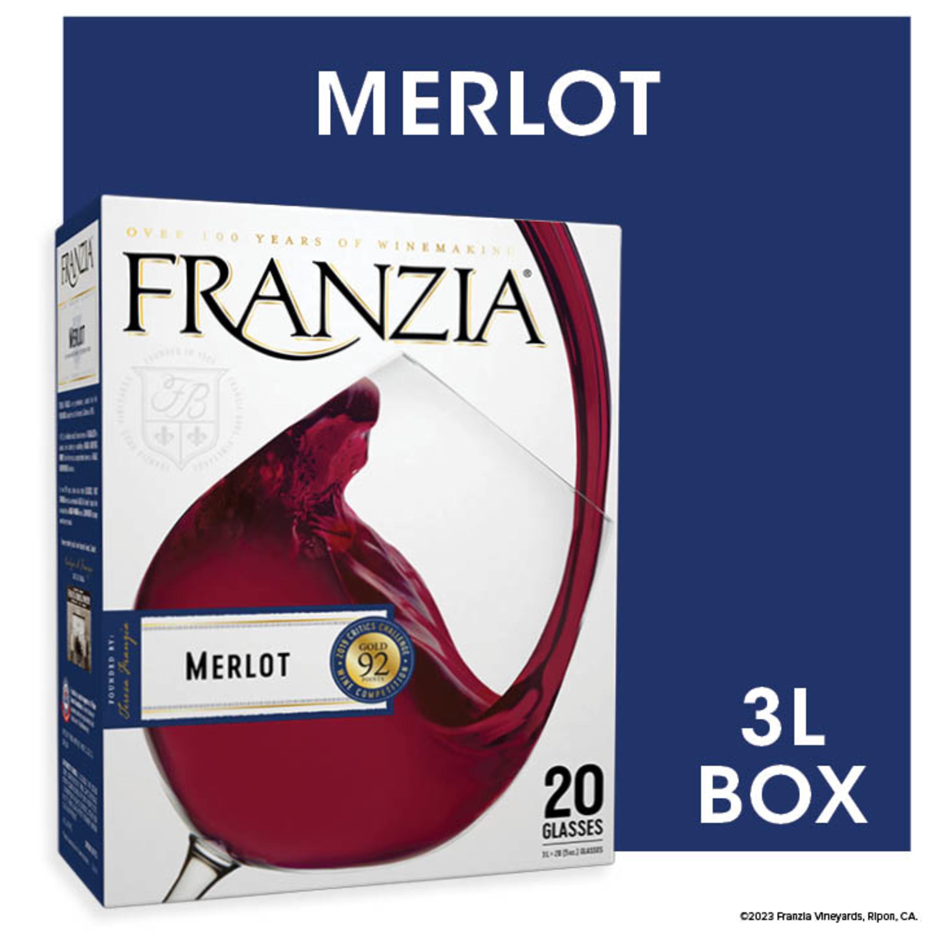 Franzia Vintner Select Merlot Red Wine, 3 L Bag in Box, 13% ABV ... Franzia Vintner Select Merlot Red Wine, 3 L Bag in Box, 13% ABV ...