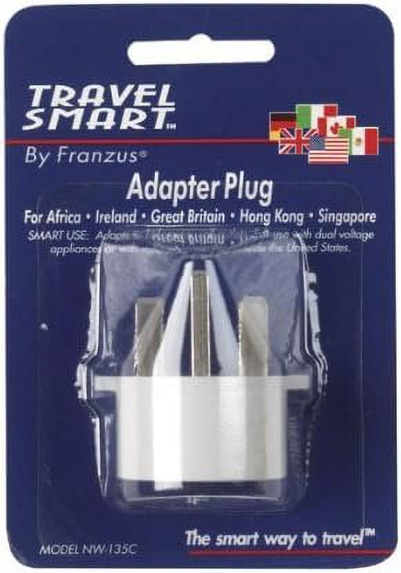 Franzus Travel Lite Adapter Plug 3 Square Flat Blades - Walmart.com