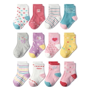12 Pairs Baby Non Slip Socks Toddler Socks With Grips Ankle For Infants ...