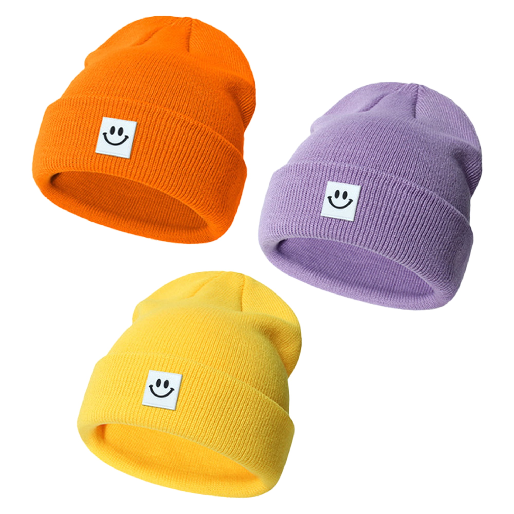 Fraobbg 3 Pack Toddler Beanie Baby Boys Girls Kids Winter Hats Smile ...