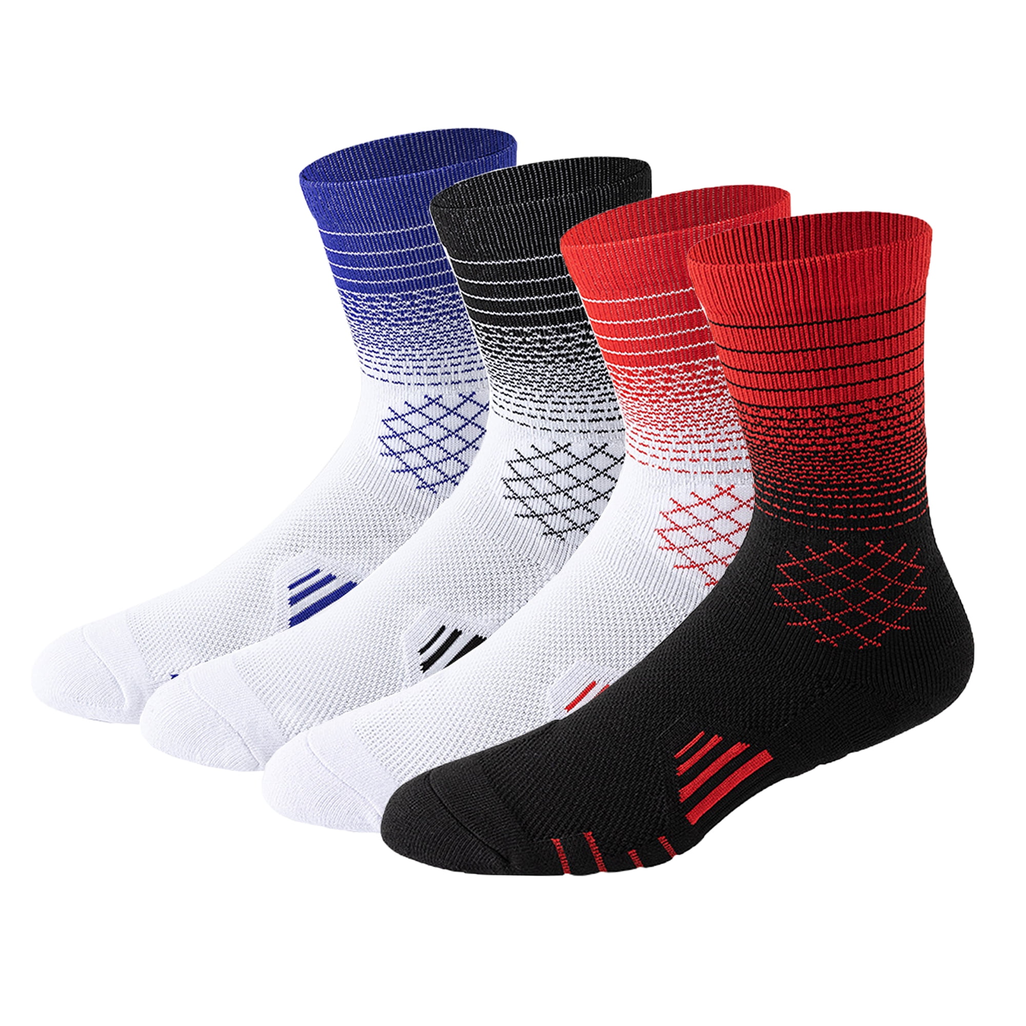 Fraobbg 4 Pairs Mens Athletic Socks Crew Casual Cushion Breathable ...