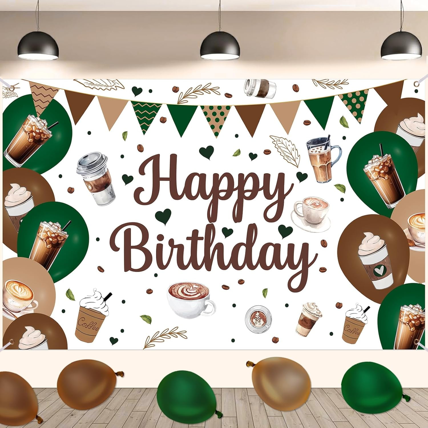 Frappe Coffee Birthday Party Decorations Coffee Happy Birthday Backdrop ...