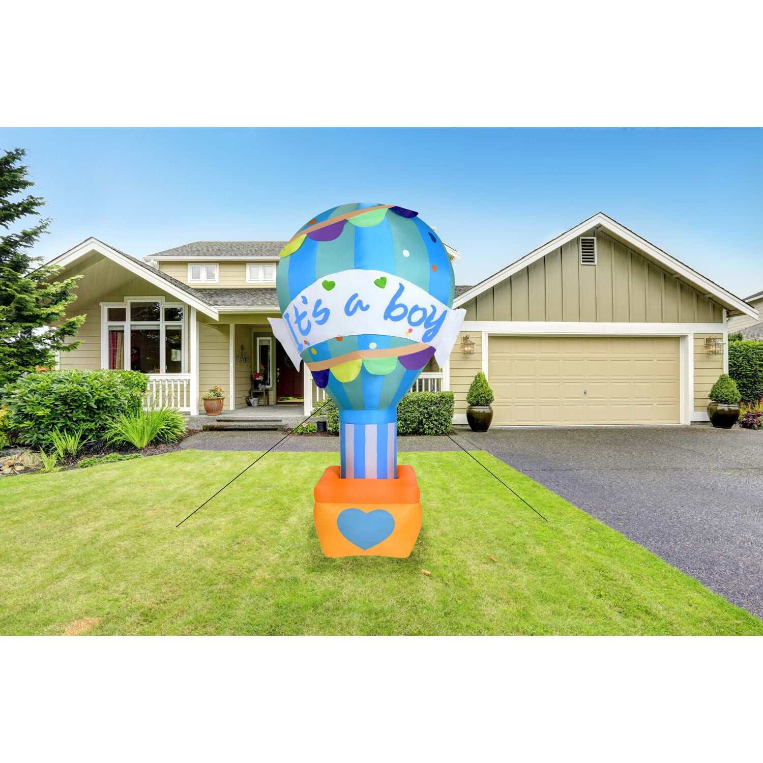 Fraser Hill Farm 10-Ft. Inflatable It's a Boy Balloon Sign with Lights ...