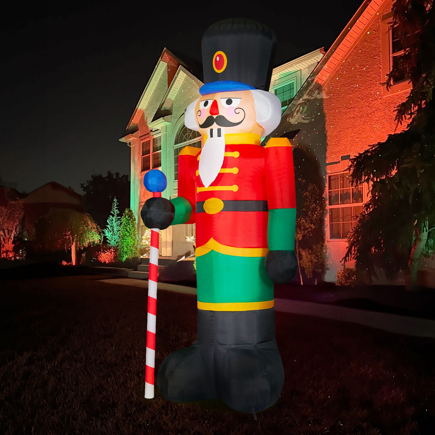 Fraser Hill Farm 10ft Air-Blown Inflatable Traditional Nutcracker with ...