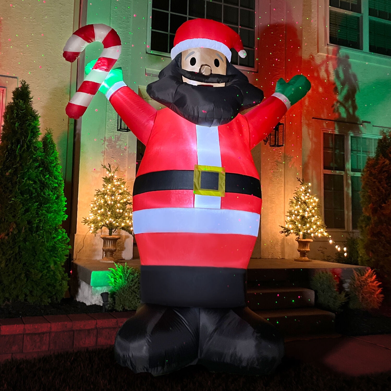 Fraser Hill Farm 10ft Inflatable African American Santa Holding Candy ...