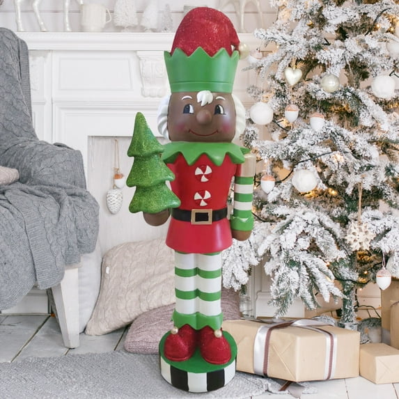Fraser Hill Farm 36-inch African American Elf Nutcracker Figurine ...