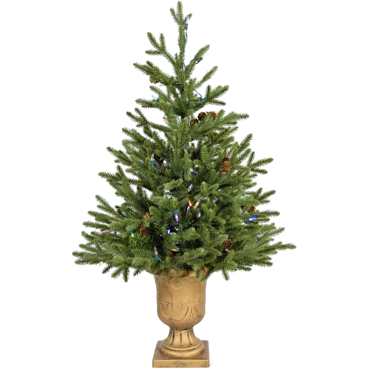 Fraser Hill Farm 4-Ft. Noble Fir Artificial Tree with Metallic Urn Base ...