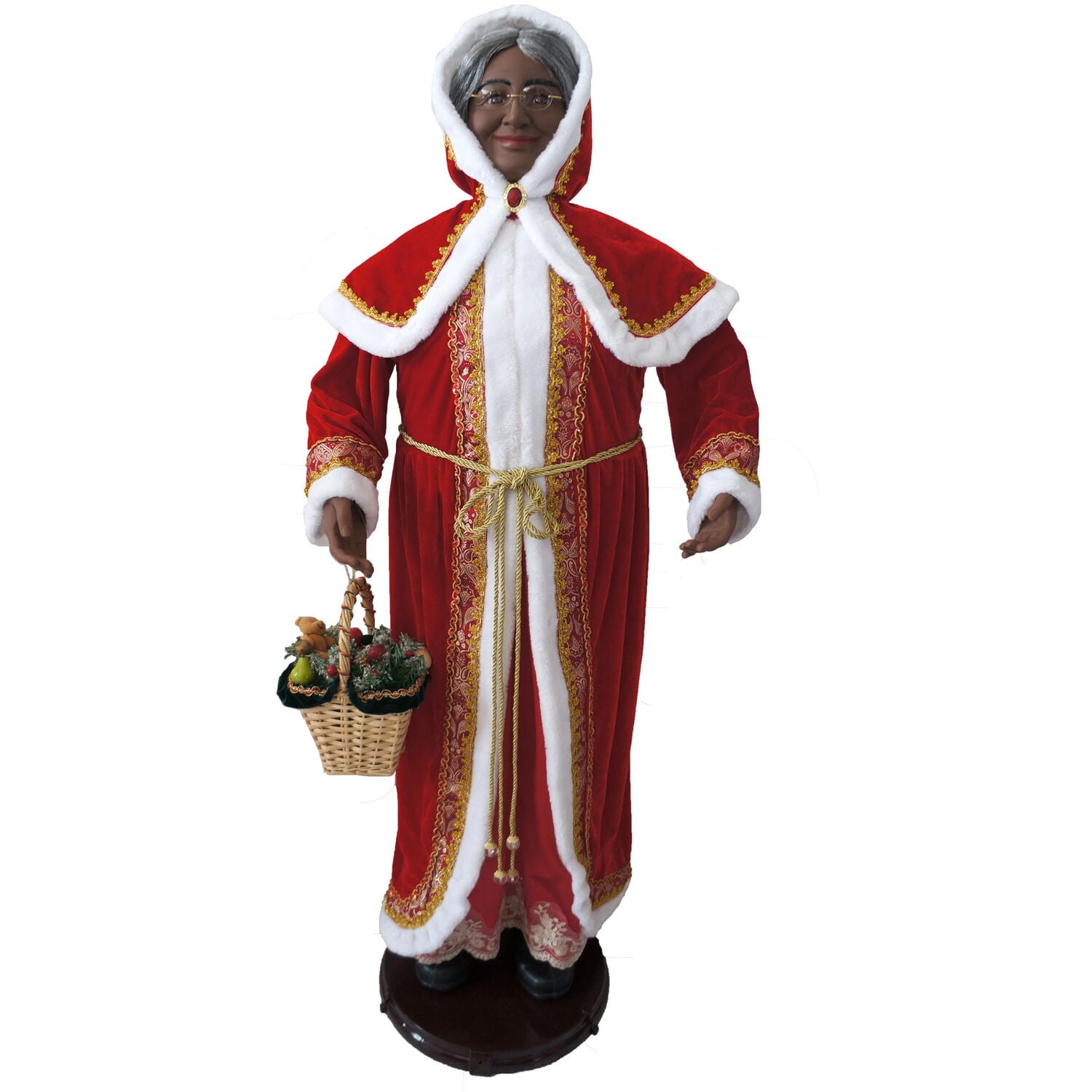 Fraser Hill Farm 58-In. Dancing African American Mrs. Claus with Hooded ...