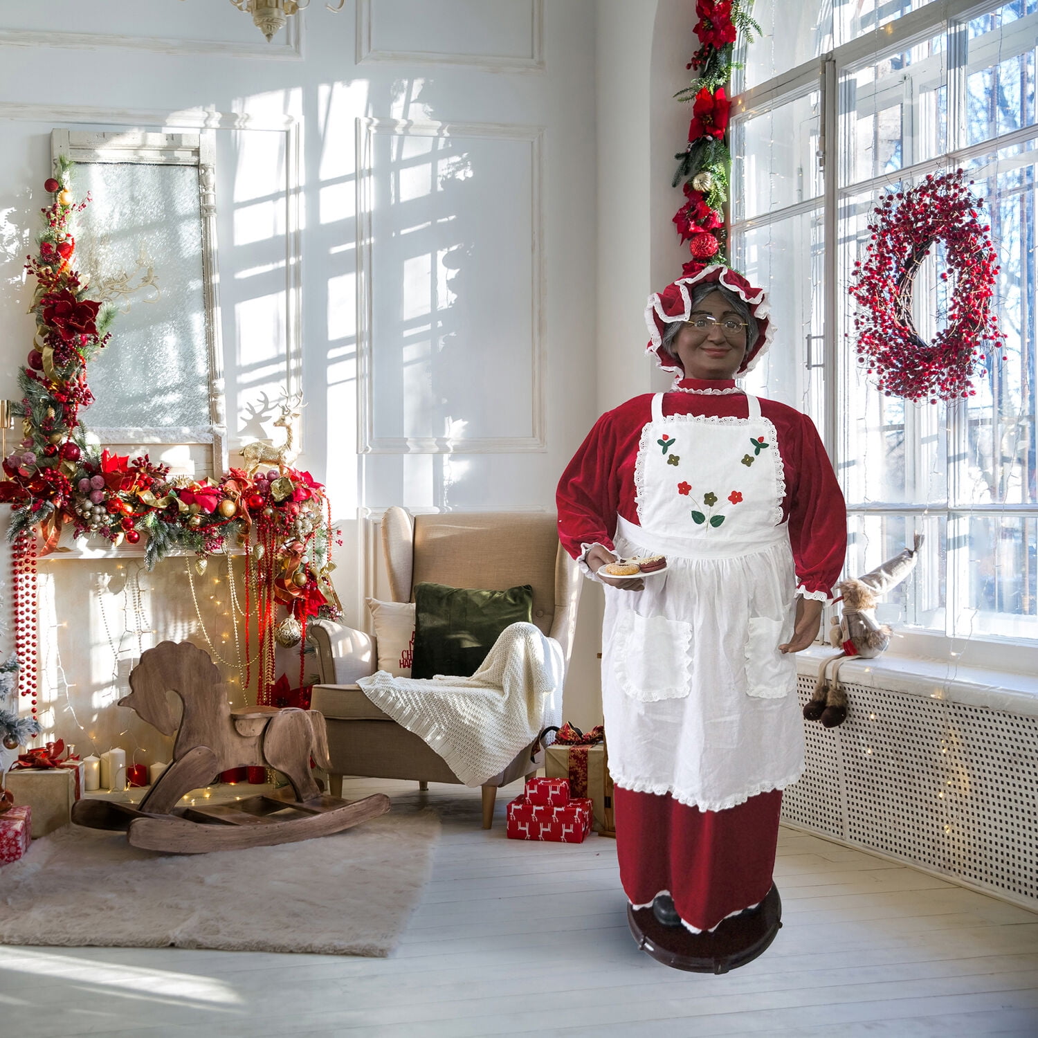 Fraser Hill Farm 4.8 ft African American Dancing Mrs. Claus with Apron ...