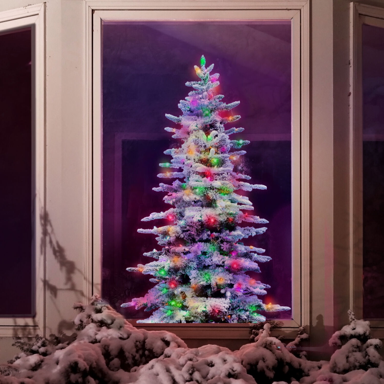 Fraser Hill Farm 6.5-foot Pre-Lit Mountain Pine Snow Flocked Christmas ...