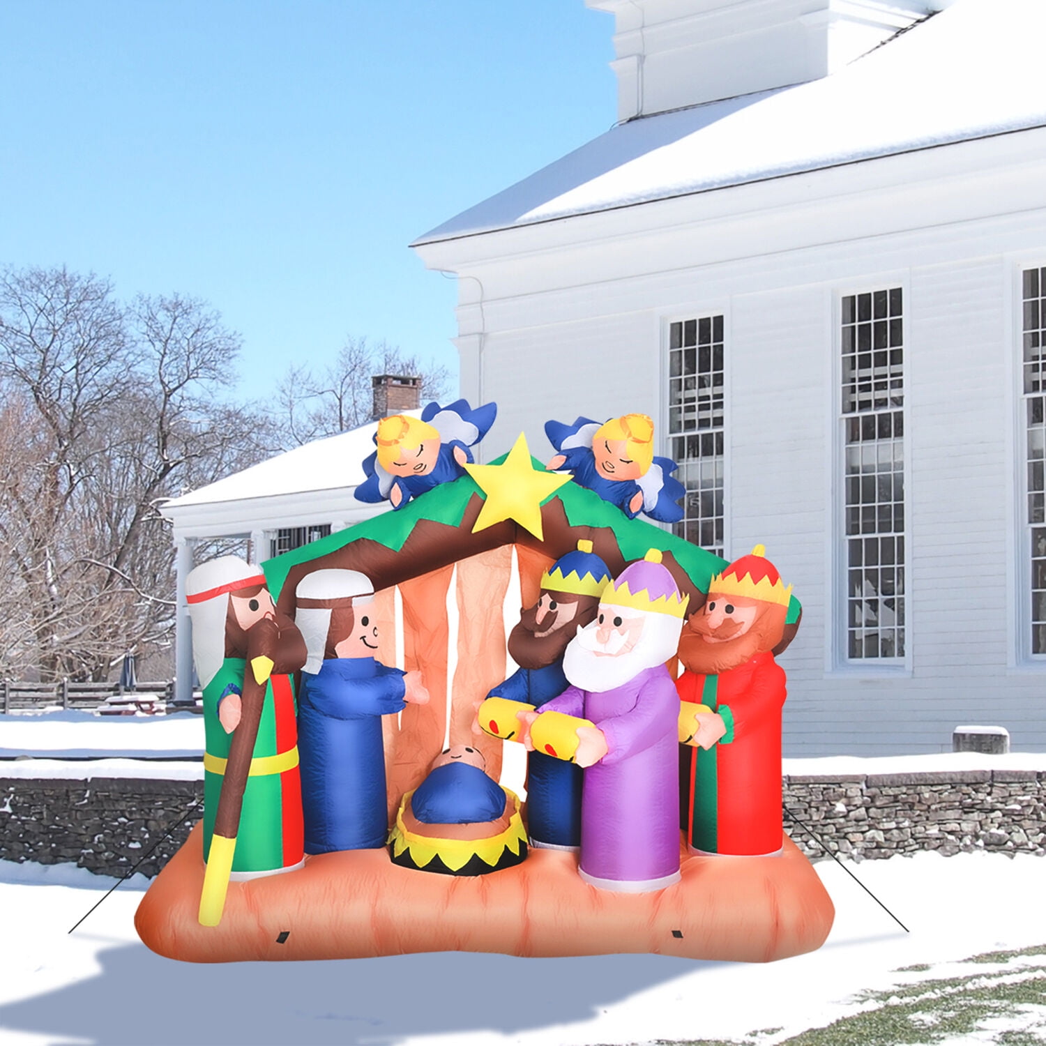 Fraser Hill Farm 6 Ft. Christmas Nativity Scene Inflatable with LED ...