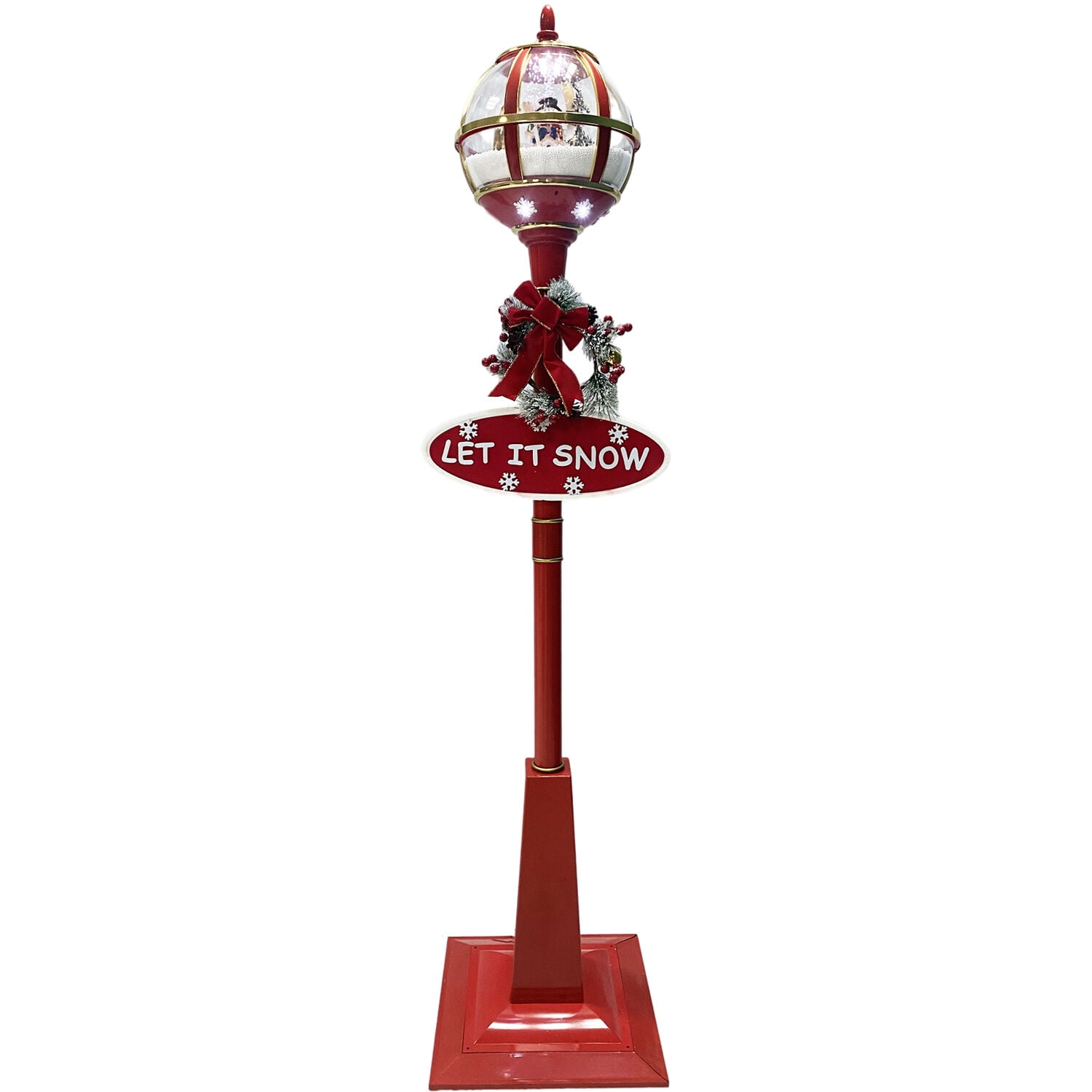 Fraser Hill Farm Let It Snow Series 69-In. Musical Snow Globe Lamp Post ...