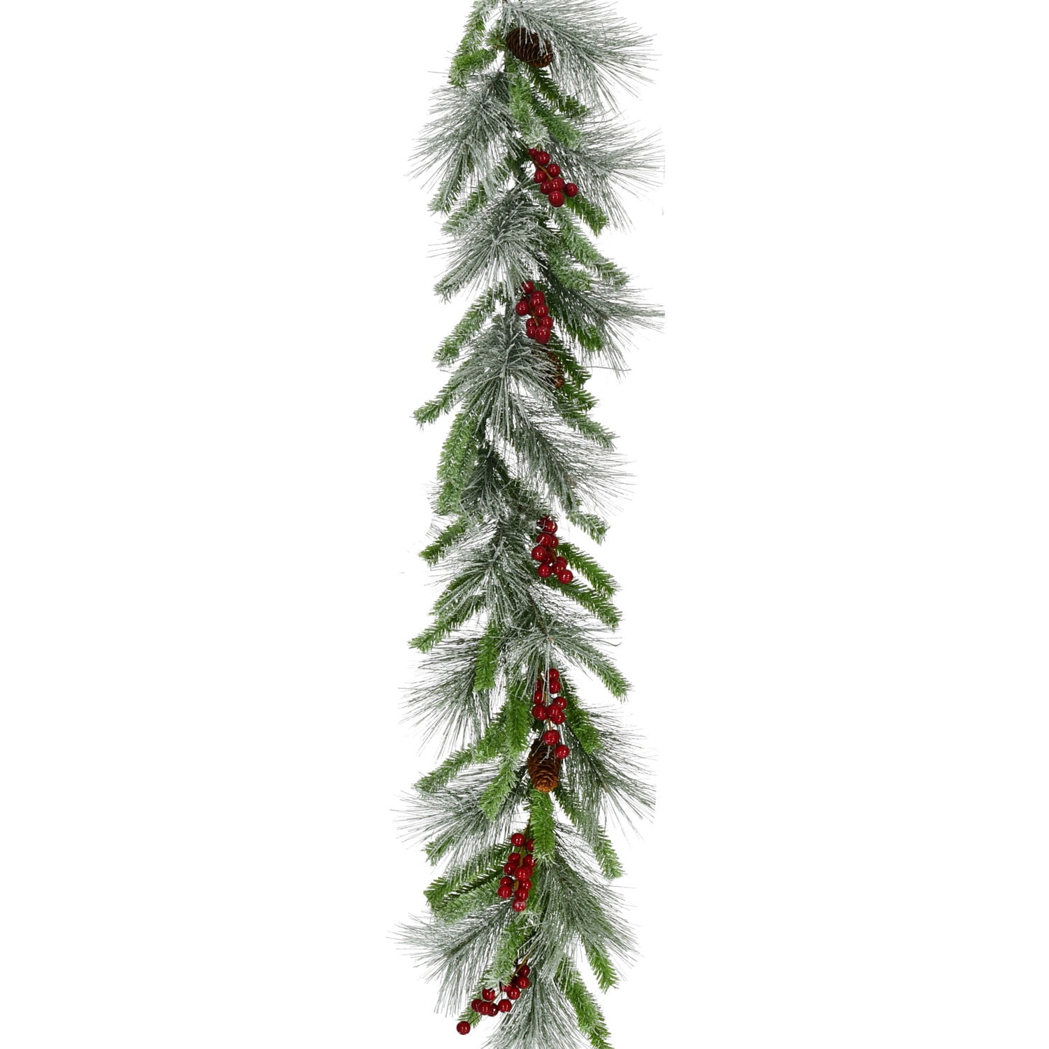 Fraser Hill Farm Lightly Flocked Pine Garland with Red Berries and ...