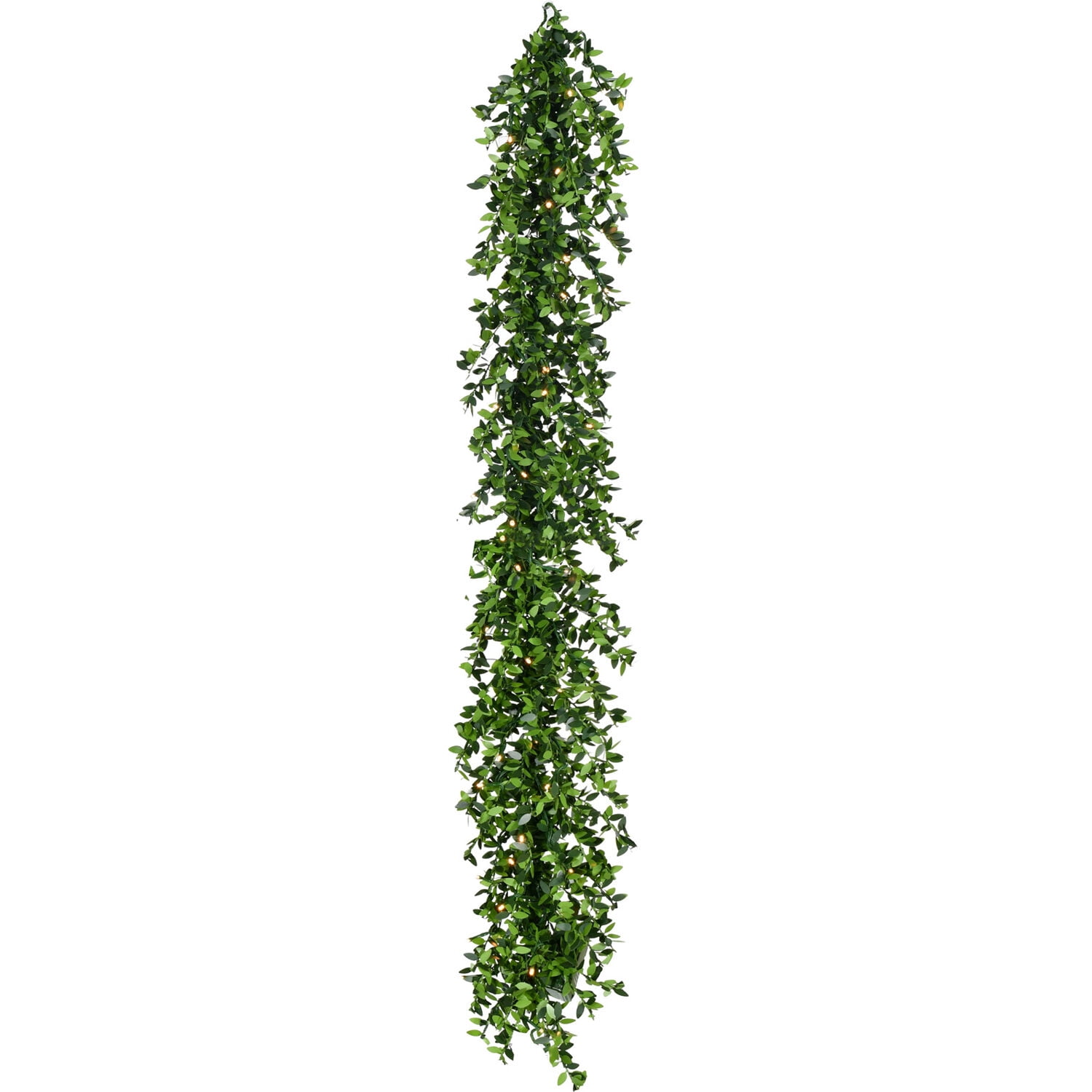 Fraser Hill Farm 9-Ft. Boxwood Decorative Garland with Warm White LED ...