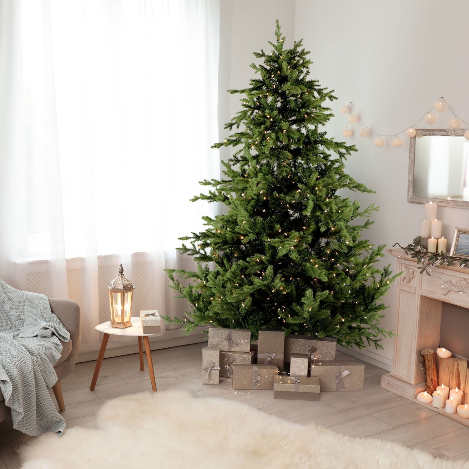 Fraser Hill Farm 9-Ft. Foxtail Pine Christmas Tree with Warm White LED ...