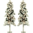 Fraser Hill Farm Set of Two 4-Ft. Snowy Alpine Trees with Clear Lights ...