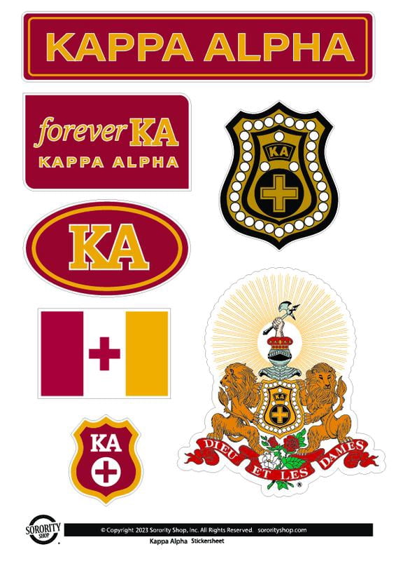 Fraternity Kappa Alpha Order Sticker Sheets - Custom Designed Vinyl ...