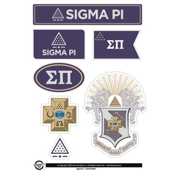 Fraternity Sigma Pi Sticker Sheets - Custom Designed Vinyl Fraternity ...