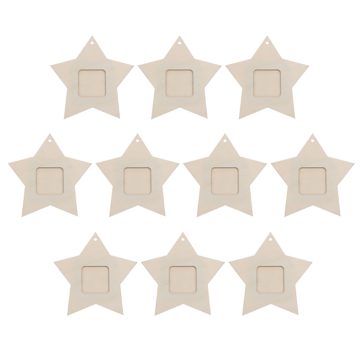 Frcolor 10PC Wooden -pointed Star Shape Photo Frame Unfinished Wood ...