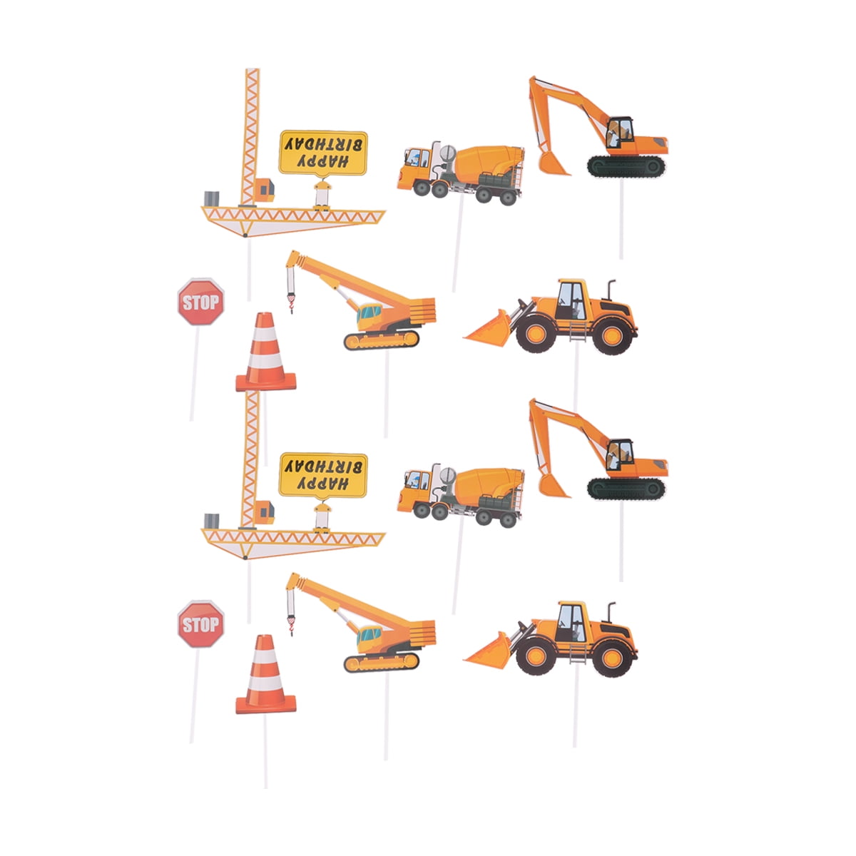 WASHWEPE Construction Vehicle Cupcake Toppers Assorted Color 35Pcs 8 ...