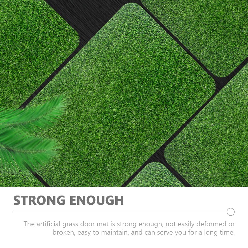 LABSERRON Door Mat Outdoor Entrance Artificial Grass Door Mat Black ...