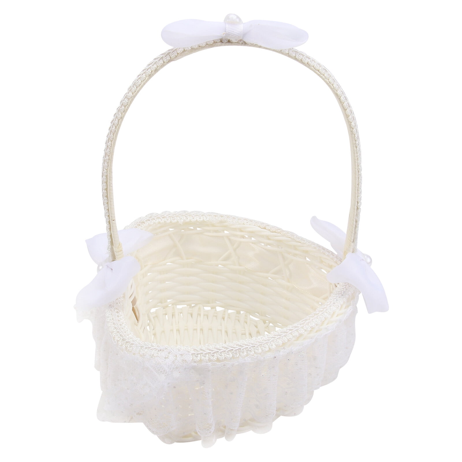 Frcolor Basket Flower Wedding Girl Baskets Lace Heart Shaped White ...