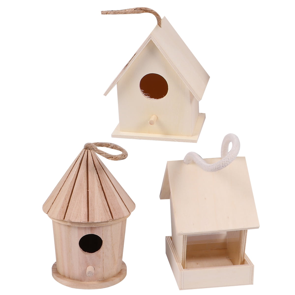 Frcolor Birdhouse Bird Wooden Paintable Box Nestwood Hanging Diy Kit ...